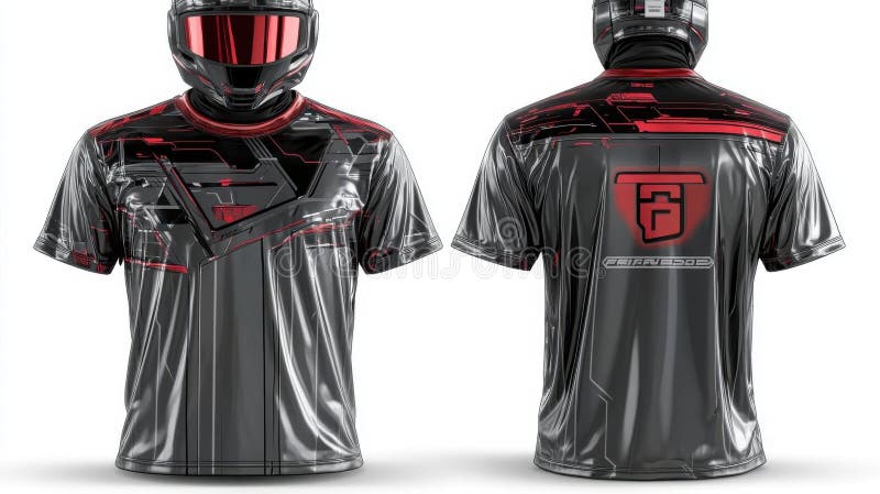 Cyberpunk Racing Jersey: Red & Black Design Stock Illustration ...
