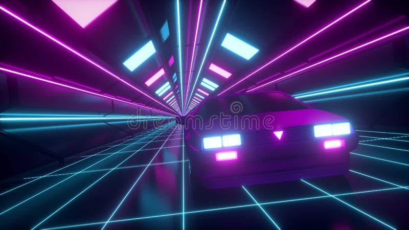 Cyberpunk Retro Synthwave Car Tunnel Landscape VJ Loop Motion ...