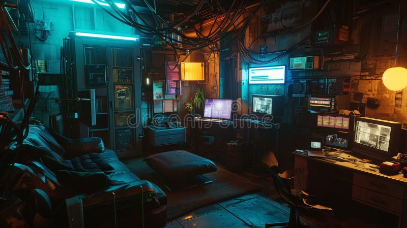 stock illustration. Illustration of netrunner, hacker - 306484300