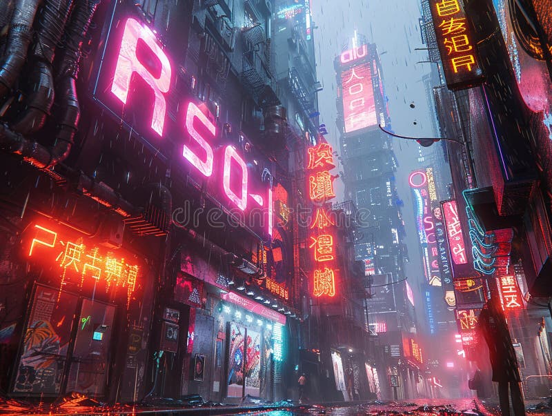 A Cyberpunk Scene with People Celebrating Pride in a High-tech Urban ...