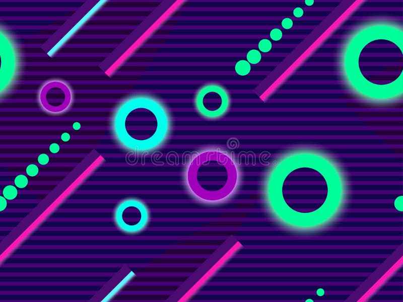 Cyberpunk Seamless Pattern. Retro Futurism of the 80s. Neon Round and ...
