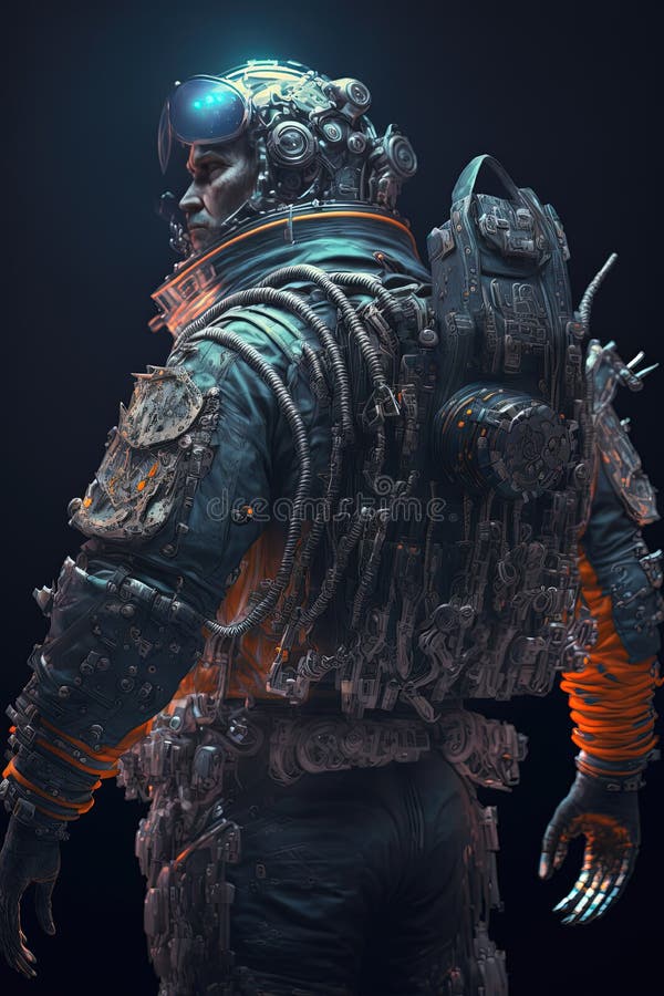 Cyberpunk Space Pirate Soldier in Space Protective Armour Suit ...