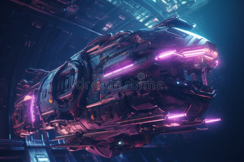 Cyberpunk Spaceship. Generate Ai Stock Illustration - Illustration of ...
