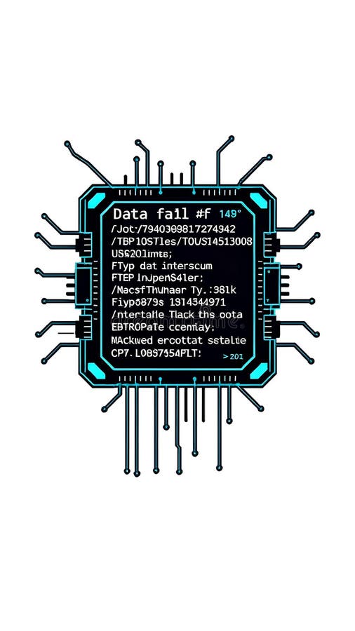 Cyberpunk Sticker: Encrypted Data Chip Vector Art on White Background ...