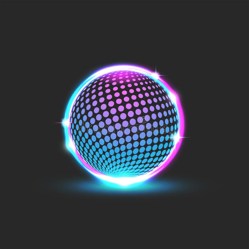 Cyberpunk Style Glowing Neon Ball Dotted Pattern, Glitter Disco Ball ...