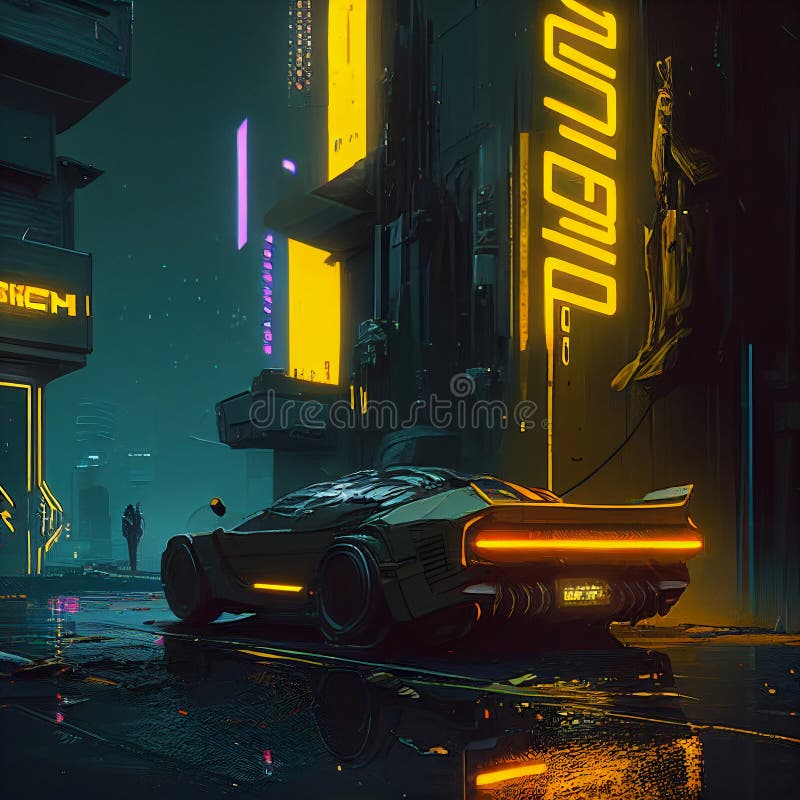 Cyberpunk style graphics stock illustration. Illustration of light ...