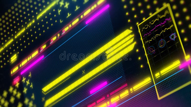 Cyberpunk Style Hud Background. 3d Illustration. Neon Interface Stock ...