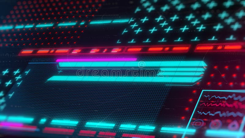 Cyberpunk Style Hud Background. Retrowave Neon Interface 3d Render ...