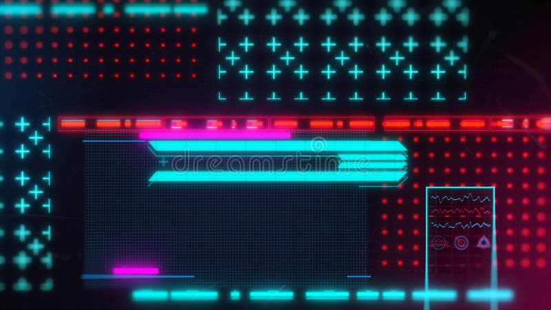 Cyberpunk Style Hud Background. Retrowave Neon Interface 3d Render ...