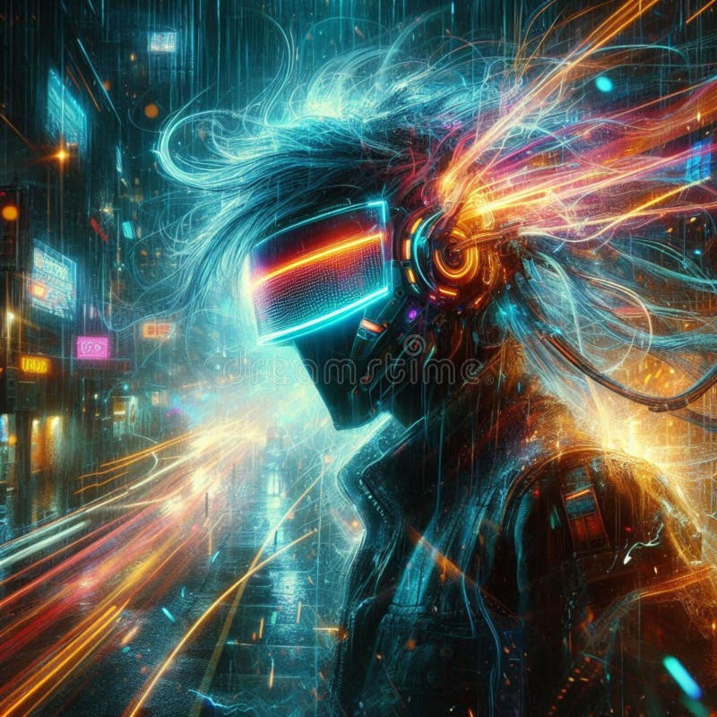 Cyberpunk-style Portrait: a Human Face with Elements of Technology and ...