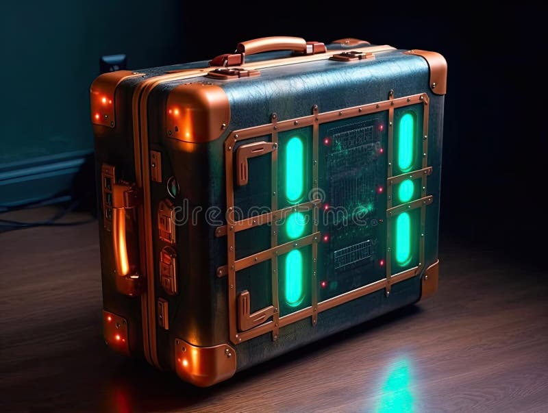 Cyberpunk Suitcase with Encryption Technology Inside Stock Illustration ...
