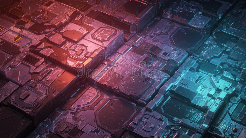 Cyberpunk Techscape stock illustration. Illustration of iron - 370921173