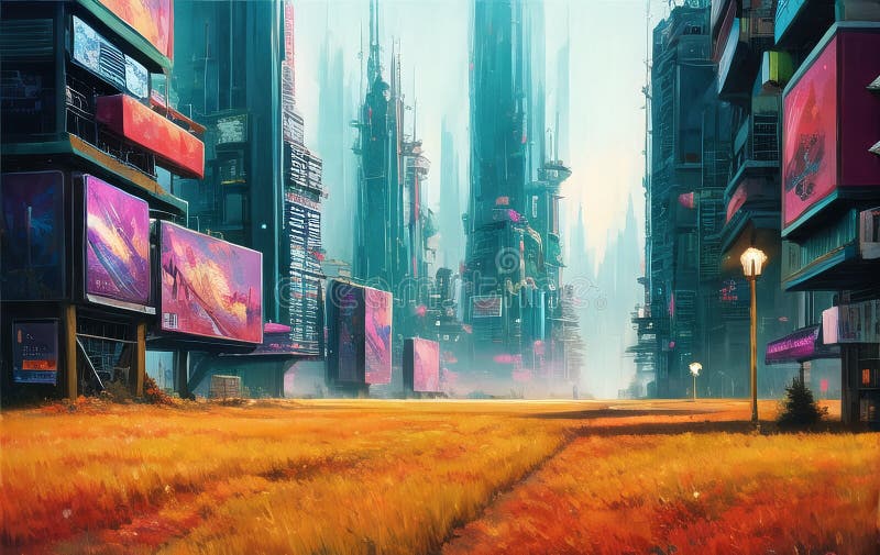 Futuristic Modern Cyberpunk Design, Stunning Lavish Cityscape ...