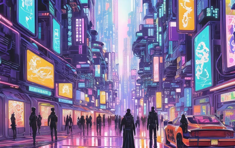 Cyberpunk Poster 80s Style. Retro Style, Neon, Futuristic, Landscape ...
