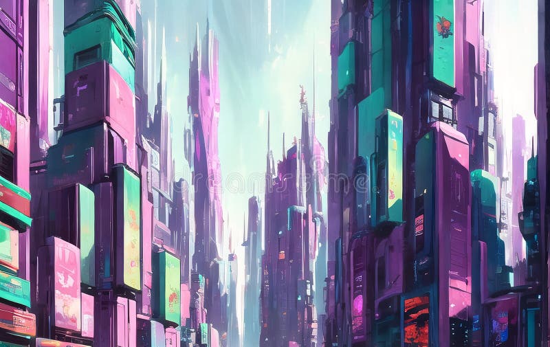 Futuristic Modern Cyberpunk Design, Stunning Lavish Cityscape ...