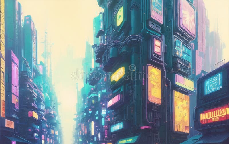 Cyberpunk Poster 80s Style. Retro Style, Neon, Futuristic, Landscape ...