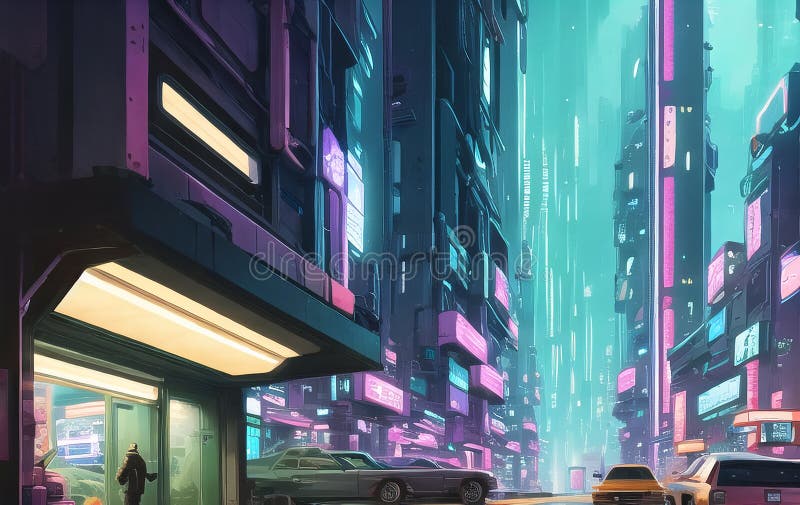 Futuristic Modern Cyberpunk Design, Stunning Lavish Cityscape ...