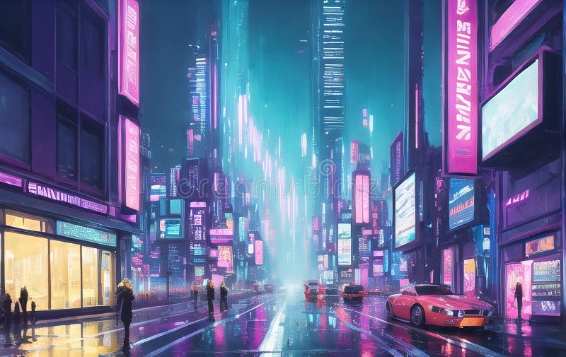 Cyberpunk Poster 80s Style. Retro Style, Neon, Futuristic, Landscape ...