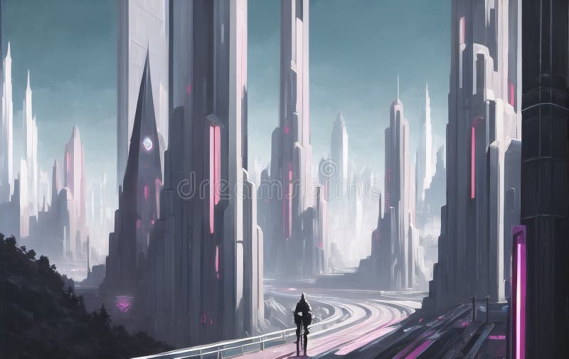 Futuristic Modern Cyberpunk Design, Stunning Lavish Cityscape ...
