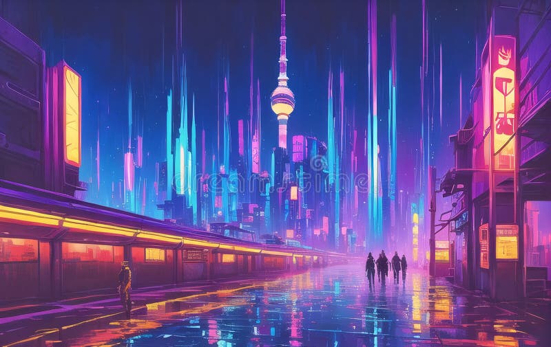 Cyberpunk Poster 80s Style. Retro Style, Neon, Futuristic, Landscape ...