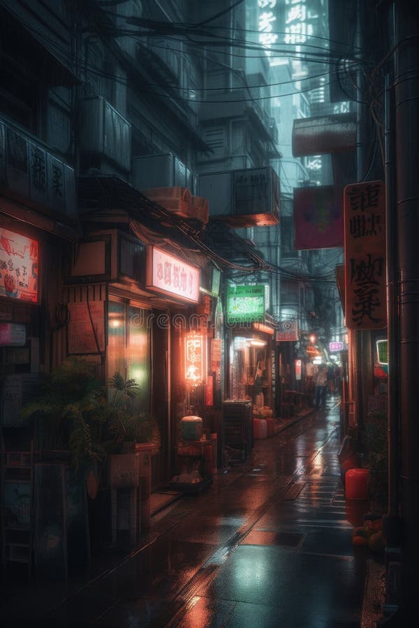 A Cyberpunk Tokyo City View Generative AI Stock Illustration ...