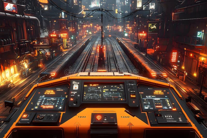 Cyberpunk Train Control Panel Stock Illustration - Illustration of ...