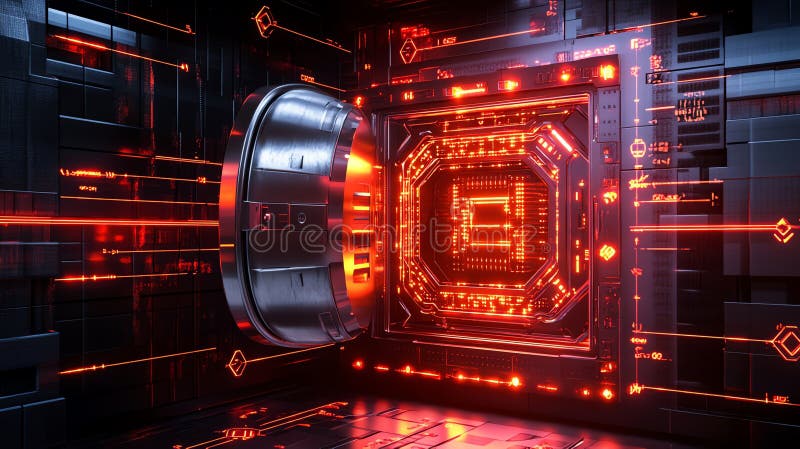 Cyberpunk Vault 3D Illustration Stock Illustration - Illustration of ...