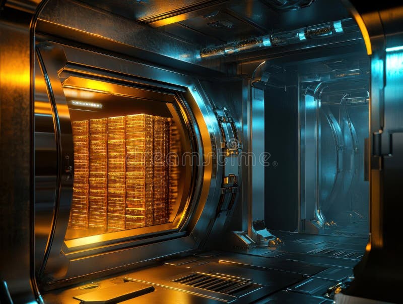 Cyberpunk Vault, Secured Digital Assets in a Futuristic Setting Stock ...