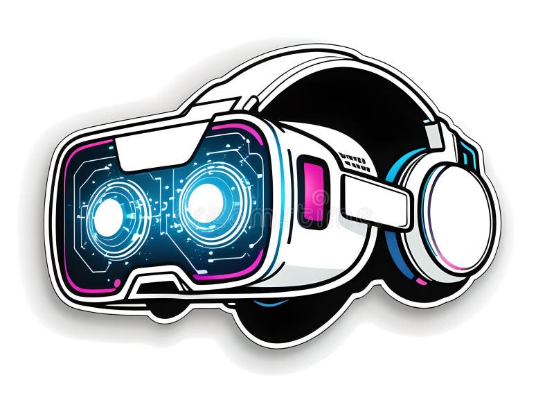 Cyberpunk Vector Sticker: Virtual Reality Headset with Data Streams on ...