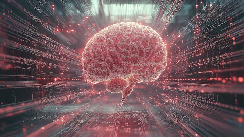 Cyberpunk Virtual Brain Image. Representing Artificial Intelligence ...