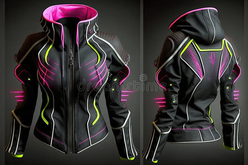 Cyberpunkinspired Jacket with Neon Accents. Generative AI Stock ...