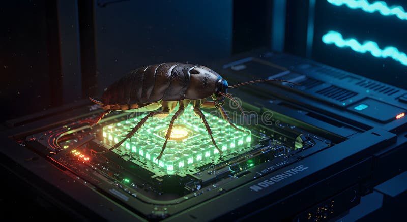 Cyberroach: a Cockroach on Futuristic Tech Circuit Board, Digital Bug ...