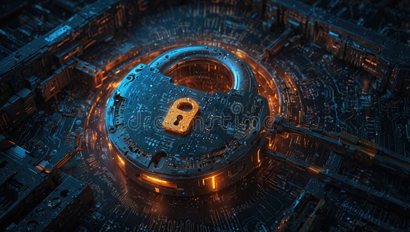 Cybersecurity: AI-Generated Lock Stock Illustration - Illustration of ...