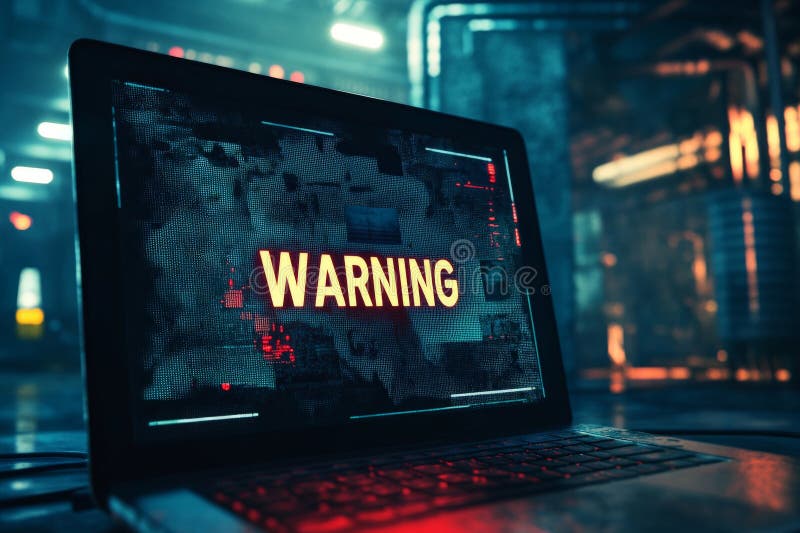 Cybersecurity Alert Concept with Warning Message on Laptop Screen in ...