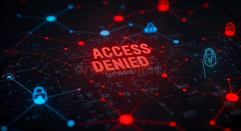 Cybersecurity Alert Digital Access Denied Red Warning Network Data Risk ...