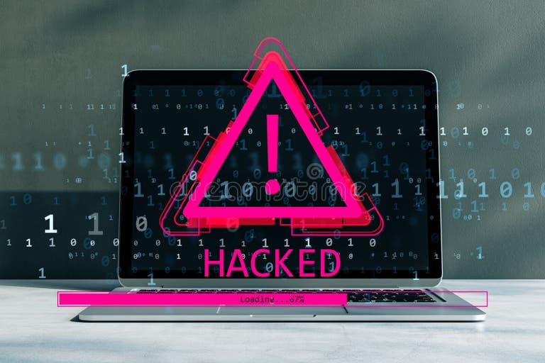 Cybersecurity Alert with Exclamation Mark Warning on Laptop Screen ...