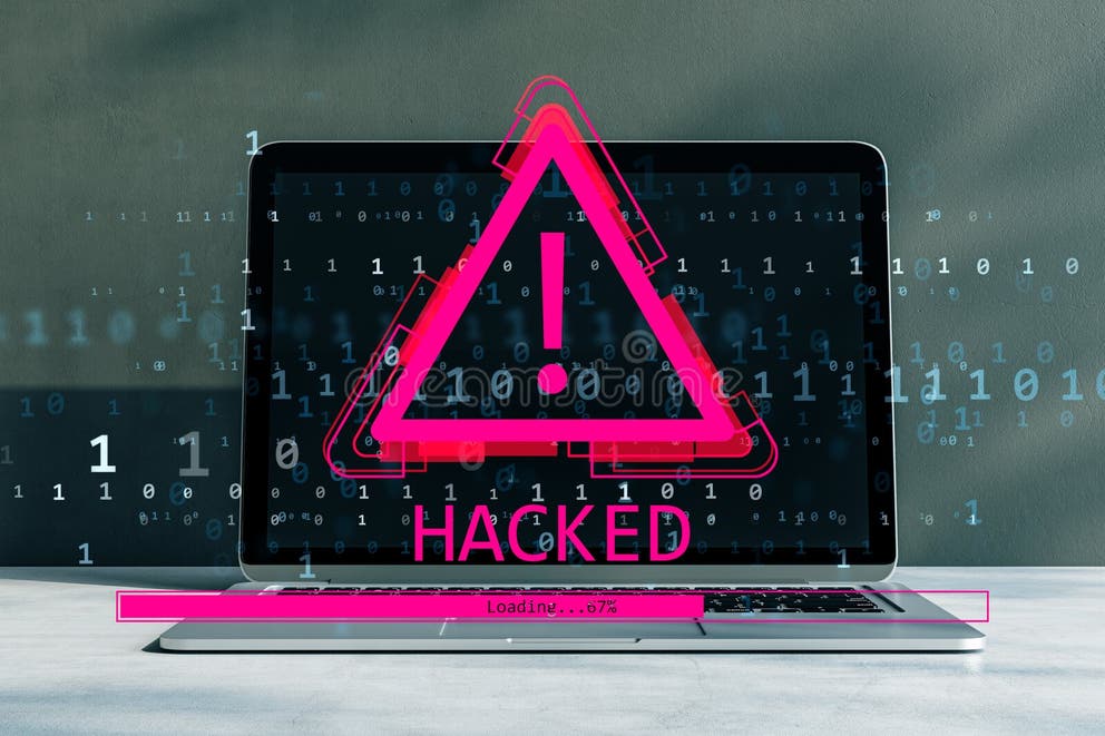 Cybersecurity Alert with Exclamation Mark Warning on Laptop Screen ...