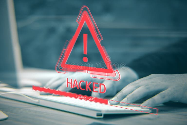 Cybersecurity Alert with Red Exclamation Mark and Hacking Warning on ...