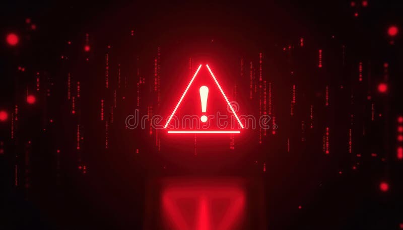Cybersecurity Alert with Red Warning Stock Photo - Image of ...
