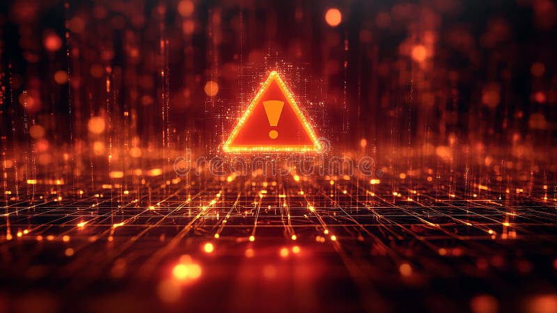Cybersecurity Alert Symbol in a Futuristic Network, Highlighting ...