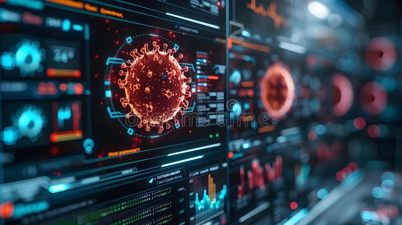 Cybersecurity Alert: Virus Threat Detected on Network. Concept ...