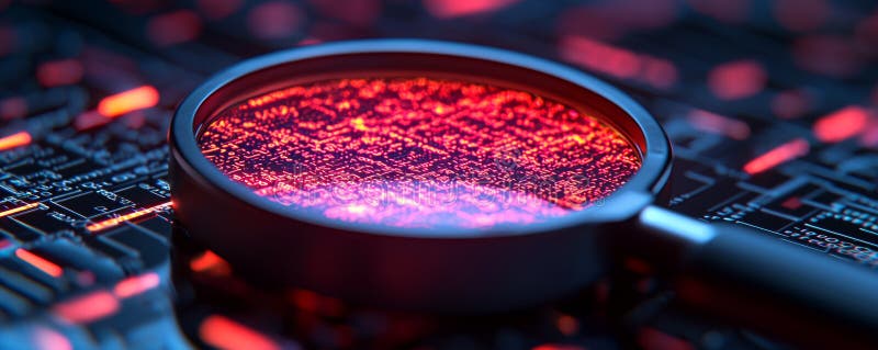 Cybersecurity Analysis with Glass Magnifier Stock Illustration ...