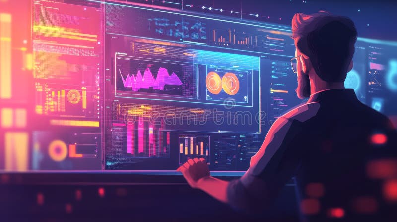 Cybersecurity Analyst Monitoring Data Breach with Advanced Technology ...