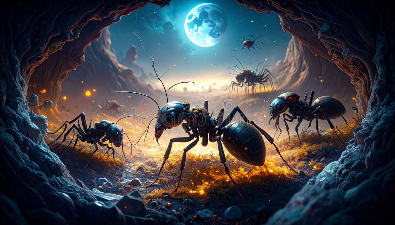 Cybersecurity Ant Colony Defense. Artificial Intelligence Concept ...