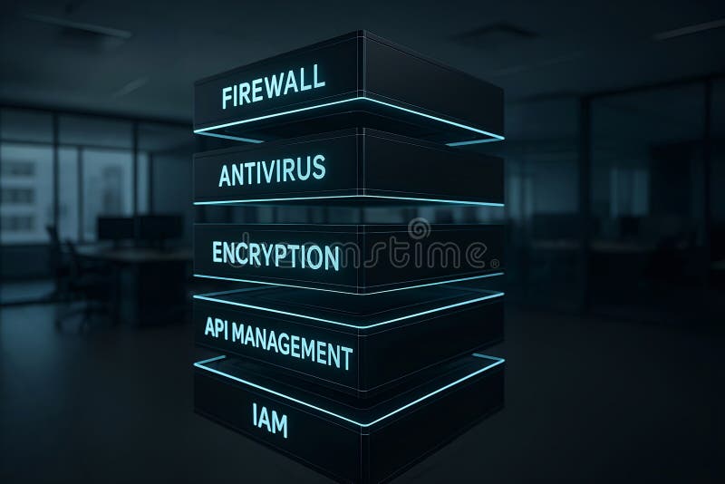 Cybersecurity Architecture Model Displaying Core Protection Pillars in ...