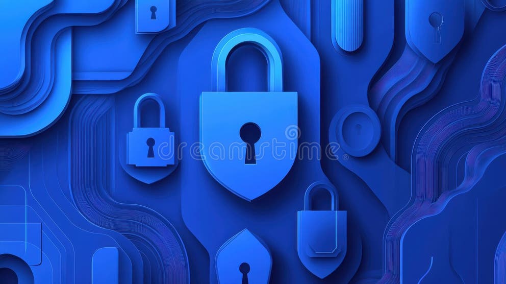 Cybersecurity Art Design Featuring Layered Locks and Encrypted Codes in ...