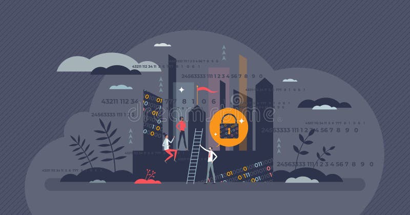 Cybersecurity As Information and Personal Data Protection Tiny Person Concept Stock Vector ...