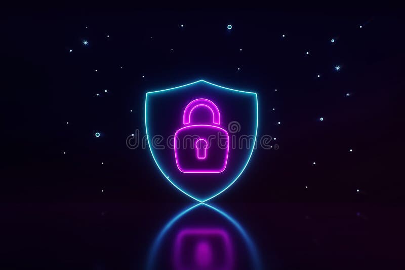 Cybersecurity Assessment Icon Neon Sign on Cyberspace Background Stock ...