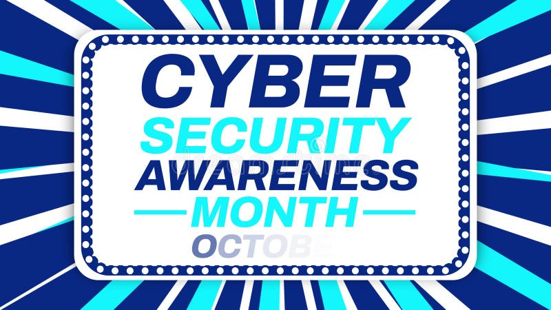 Cybersecurity Awareness Month Background in Blue and White Shapes with ...