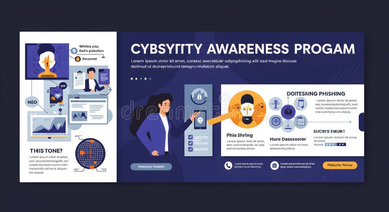 Cybersecurity Awareness Program Vector Illustration for Educational ...